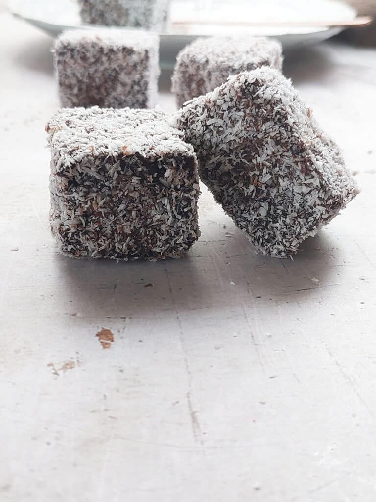 Microwave Double Chocolate Lamingtons (egg free) ⋆ The Gardening Foodie