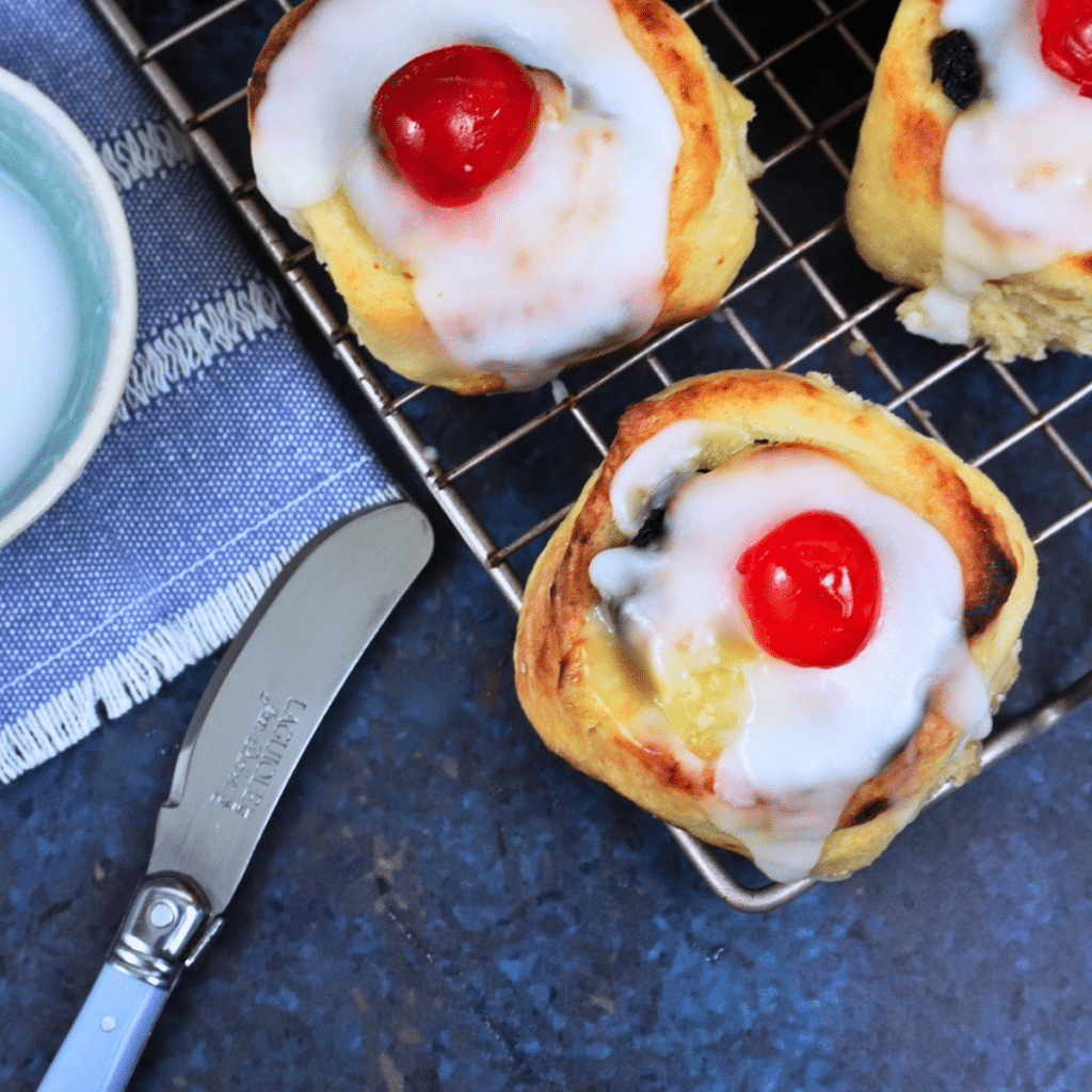 No yeast Lemon Curd Rolls -Eggless (Belgian Buns)